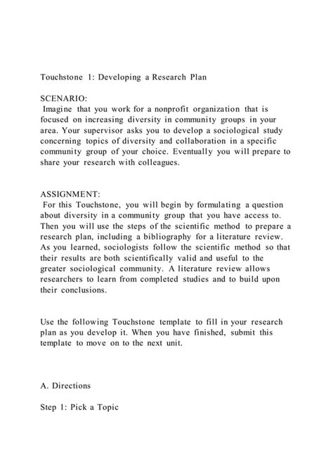 Touchstone 1 Developing A Research Plan Scenario Imagine Docx