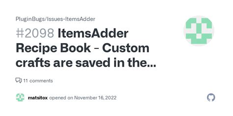 Itemsadder Recipe Book Custom Crafts Are Saved In The Book And Generate Bugs · Issue 2098
