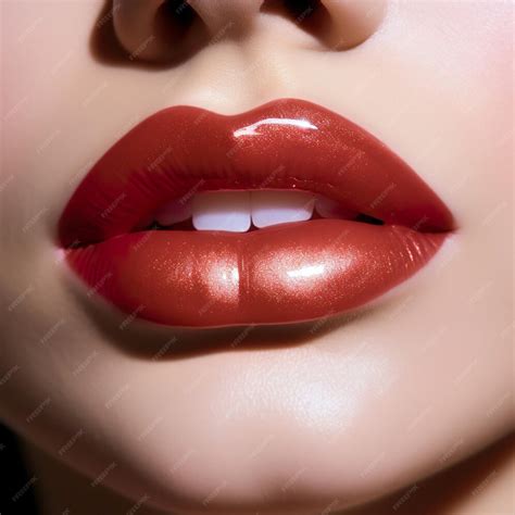 Premium Ai Image Sexual Full Lips Natural Gloss Of Lips And Womans Skin