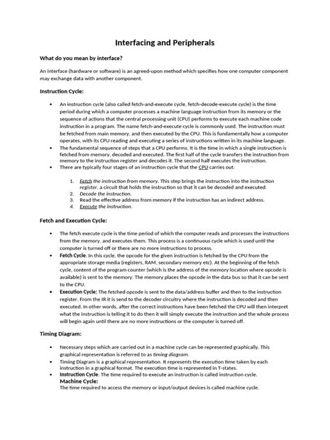Interfacing And Peripherals Pdf Central Processing Unit Computer Data Storage