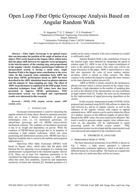 PDF Open Loop Fiber Optic Gyroscope Analysis Based On Angular Random Walk