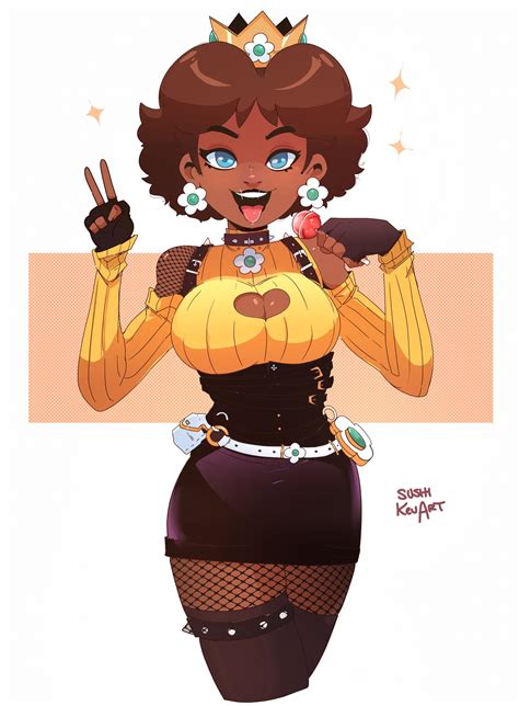 Goth Daisy Enjoying A Sucker By Sushikevart Rmushroomkingdomwaifus