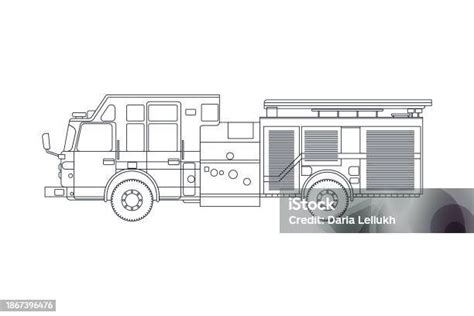 소방차 응급 차량 개요 현대 평면 스타일 벡터 일러스트 레이 션입니다 소셜 미디어 템플릿 소방차에 대한 스톡 벡터 아트 및 기타