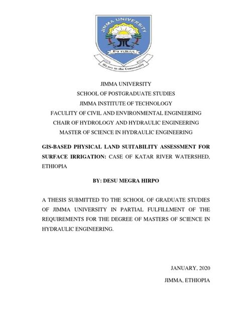 5 Gis Based Physical Land Suitability Assessment For Surface Irrigation Desu Megra Msc Thesis