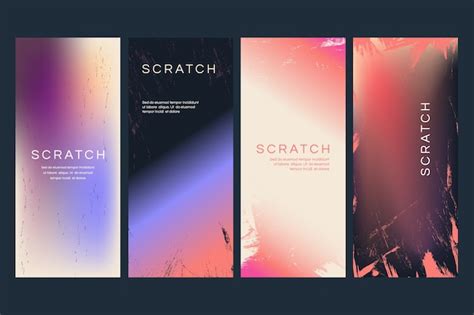 Premium Vector Gradient Scratch Effect Design Card Set
