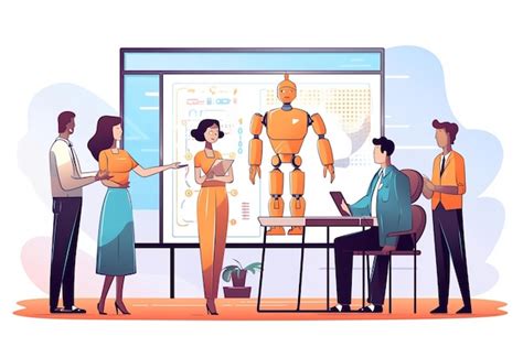 Premium Vector Management Team Agile Robot Projector