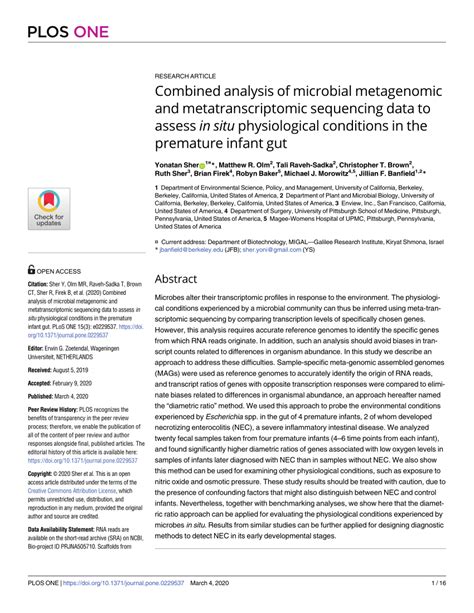 Pdf Combined Analysis Of Microbial Metagenomic And Metatranscriptomic Sequencing Data To
