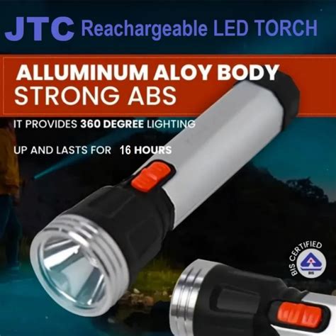 Jtc Rechargeable Aluminum Flashlight With Lithium Battery