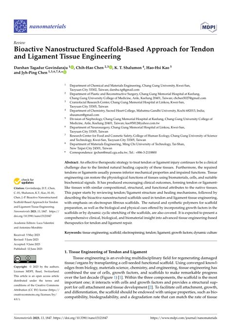 Pdf Bioactive Nanostructured Scaffold Based Approach For Tendon And Ligament Tissue Engineering