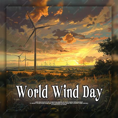 Premium Psd Global Wind Day With Earth Globe And Winds Turbines For