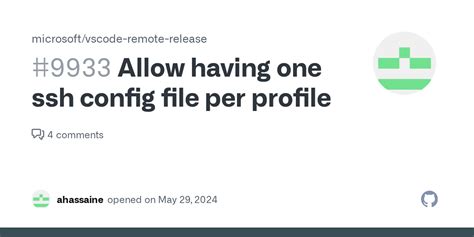 Allow Having One Ssh Config File Per Profile · Issue 9933 · Microsoft