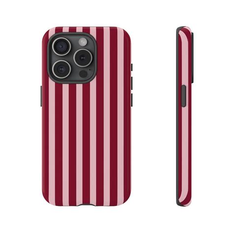 Striped Red And Pink Phone Case For Iphone 16 15 14 13 12 11 X 8 And Pro
