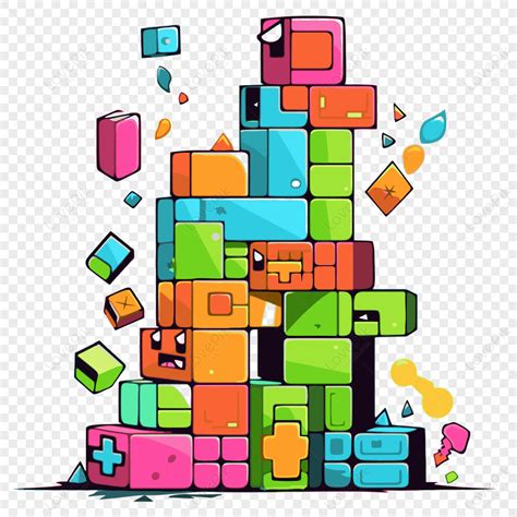 Tetris Clipart Cartoon Art Of Building Blocks With Color Vector Puzzle