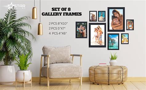 8 Pcs Multi Photo Frames Set Multiple Size Photograph Black Picture