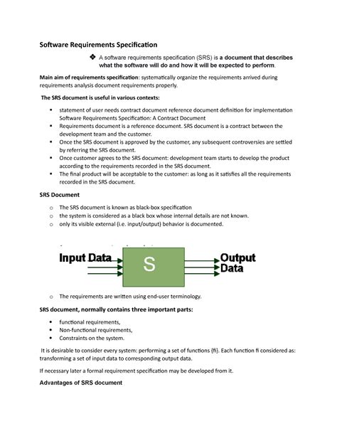 Se Unit Ii Software Engineering Notes Software Requirements
