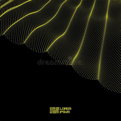 Array With Dynamic Particles Flowing Particle Waves Wavy Grid Background Stock Vector