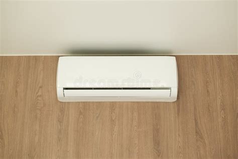 Air Conditioner Of White Color On Wall Background Split System In