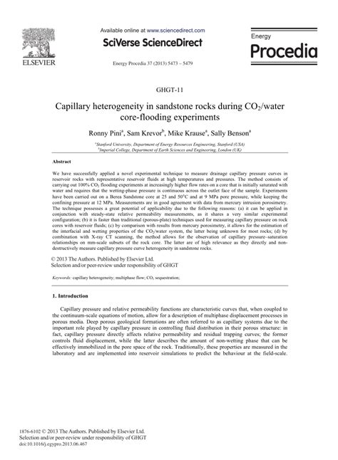 Pdf Capillary Heterogeneity In Sandstone Rocks During Co2 Water Core Flooding Experiments