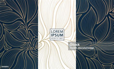 벡터 아르 데코 라벨 프레임 청첩장 포장 고급 상자 디자인 향수 비누 와인 세트 황금색 배경 나뭇잎이 있는 꽃무늬 꽃무늬에 대한