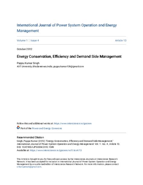Pdf Energy Conservation Efficiency And Demand Side Management
