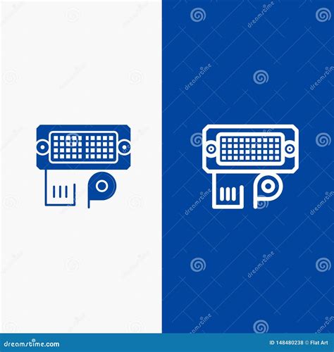 Adapter Connection Data Input Line And Glyph Solid Icon Blue Banner Line And Glyph Solid Icon