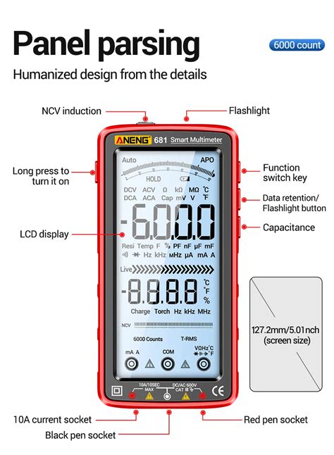 Aneng 681 Rechargable Digital Professional Multimeter Non Contact Voltage Tester Ac Dc Voltage