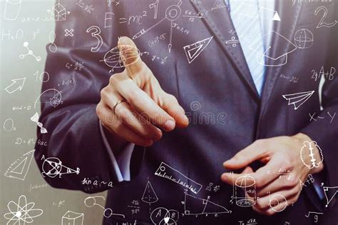 Student Or Teacher With Mathematical And Scientific Formulas Concepts