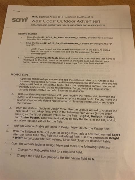 Solved Please Help Me Step By Step With Sam Access 2016