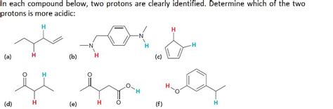 Solved In Each Compound Below Two Protons Are Clearly