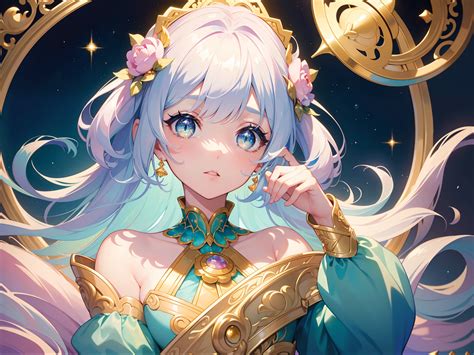 파란 머리에 금관을 쓴 여자의 클로즈업 Seaart Ai