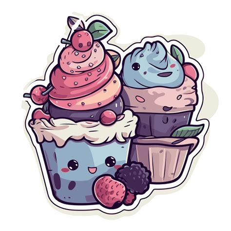 달콤한 컵 케이크와 딸기 케이크 벡터 스티커 그림 일러스트 그림 일러스트 컵 일러스트 스티커 일러스트 Png 일러스트 및 벡터 에 대한 무료 다운로드 Pngtree