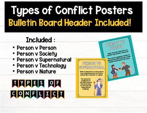 Types Of Conflict Posters Classroom Decor Printables Reading Etsy Australia