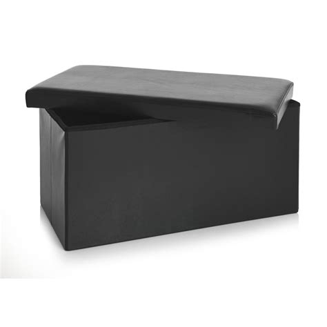 Wilko Black Faux Leather Storage Ottoman Wilko