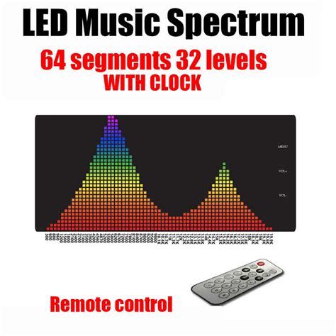 P4 64 32 Led Music Spectrum Level Indicator Clock Display Remote