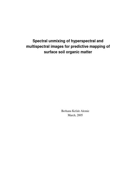 Spectral Unmixing Of Hyperspectral And Multispectral Pdf Soil