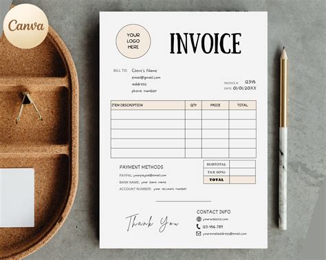 Invoice Template I Editable Canva Template I Printable Order Form Invoice I Small Business