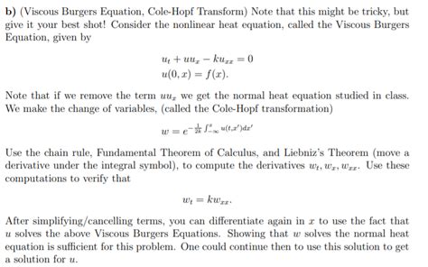 Solved B Viscous Burgers Equation Cole Hopf Transform