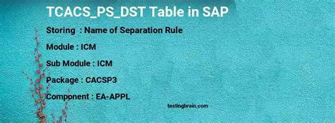 TCACS PS DST SAP Table For Name Of Separation Rule