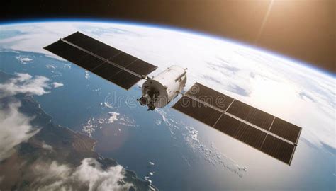 Satellite Orbiting Earth Monitoring Carbon Levels Space With Stock Illustration Illustration