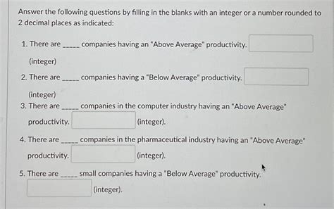 Solved Answer The Following Questions By Filling In The