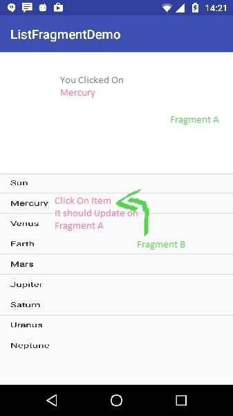 android fragment to fragment communication fails using