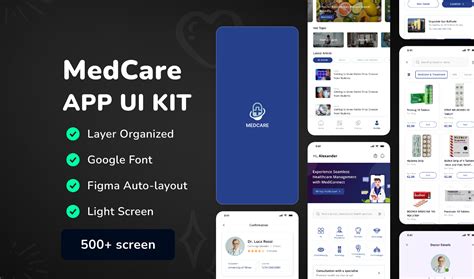 MedCare New Full App Light Dark Mobile App UI Template High Quality UI Kit Figma