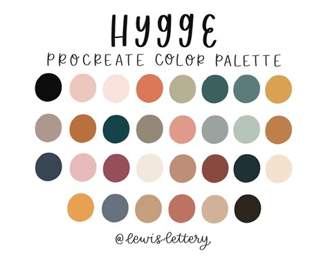 Hygge Procreate Color Palette Color Swatches Procreate Tools Ipad Lettering Modern Calligraphy