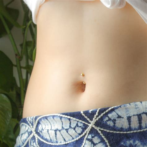 Gold Vermeil Dainty Ball Combination Belly Button Ring Sturdy South