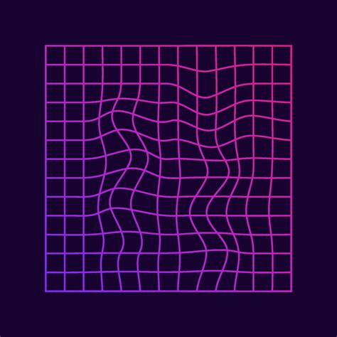 Distorted Grid Square Neon Pattern Glitch Synthwave Vaporwave