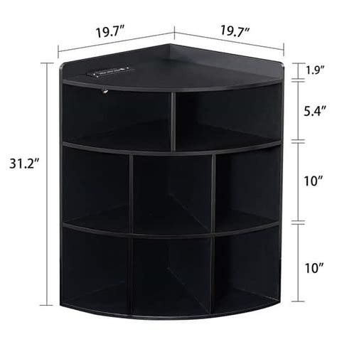 Vecelo 4 Tier Wooden Triangular Bookcase With Charging Station Shelf Corner Bookshelf Five