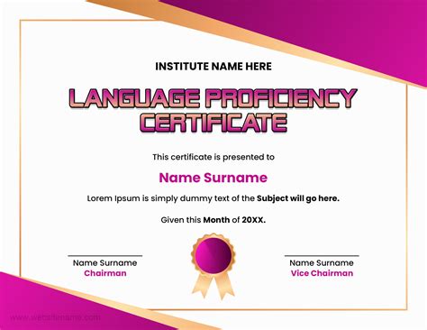 Language Proficiency Certificate Templates For Word Edit