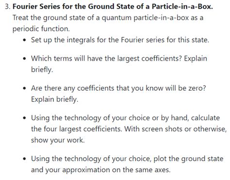 Solved Fourier Series For The Ground State Of A