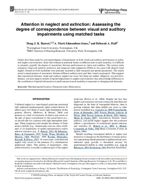 Pdf Attention In Neglect And Extinction Assessing The Degree Of Correspondence Between Visual