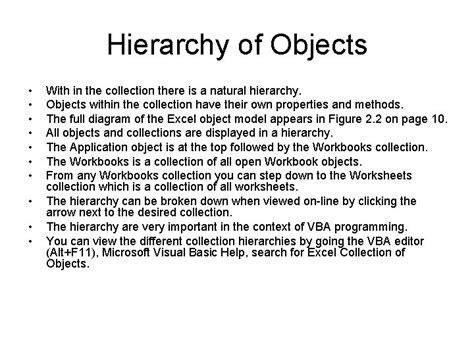 Chapter 2 Excel Object Model Objects Properties And